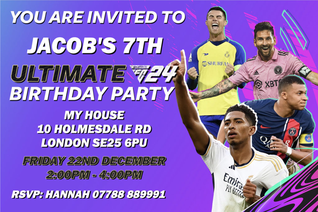 Football FIFA FC24 Personalised Invitations – Personalised Party and ...