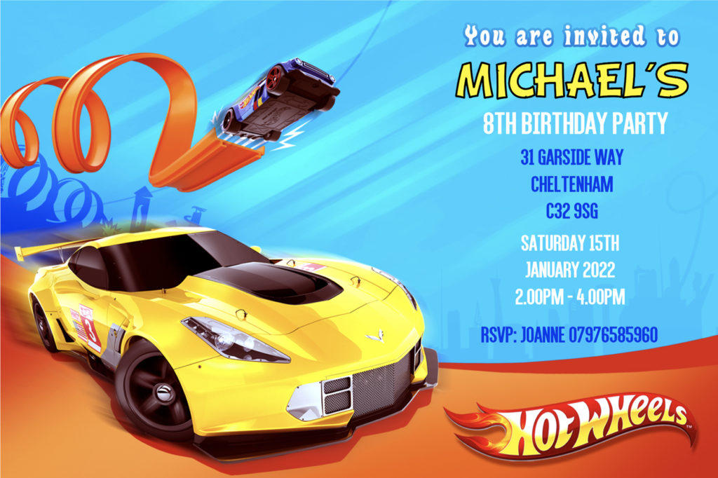 Hot Wheels Personalised Invitations – Personalised Party and Wedding ...