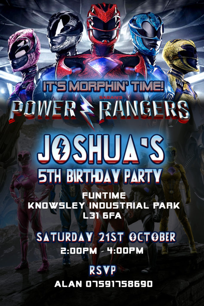 Power Rangers Personalised Invitations – Personalised Party and Wedding ...