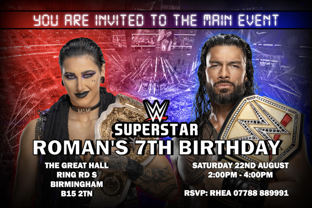 Wrestling WWE Personalised Invitations – Personalised Party and Wedding ...
