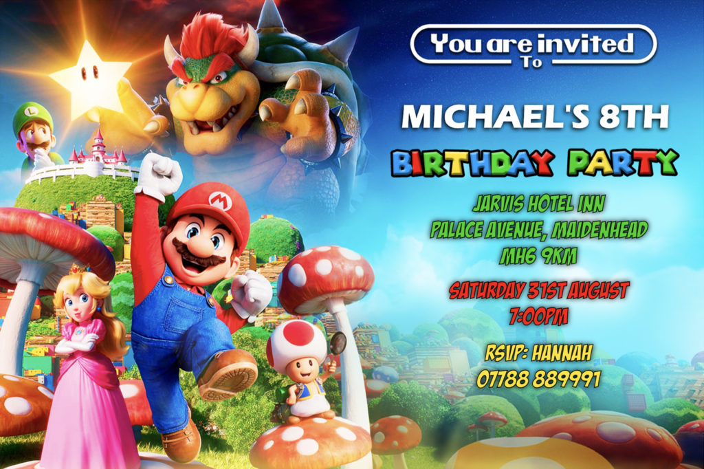 Super Mario Personalised Invitations – Personalised Party and Wedding ...