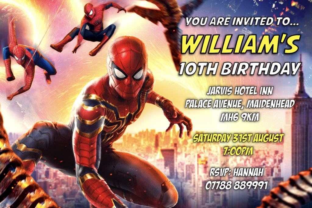 Spiderman Personalised Invitations – Personalised Party and Wedding ...